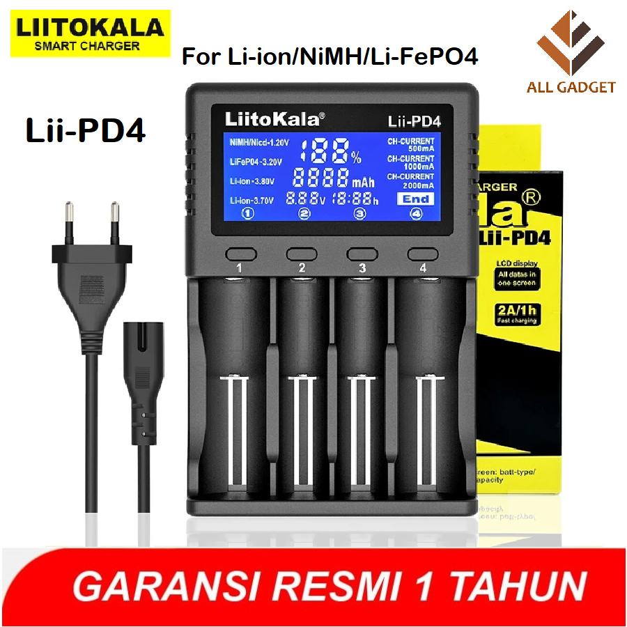 Jual Liitokala Lii-PD4 LiiPD4 LCD Display Baterai Batre Battery Smart Charger NiMH Li-ion 3.7V ...