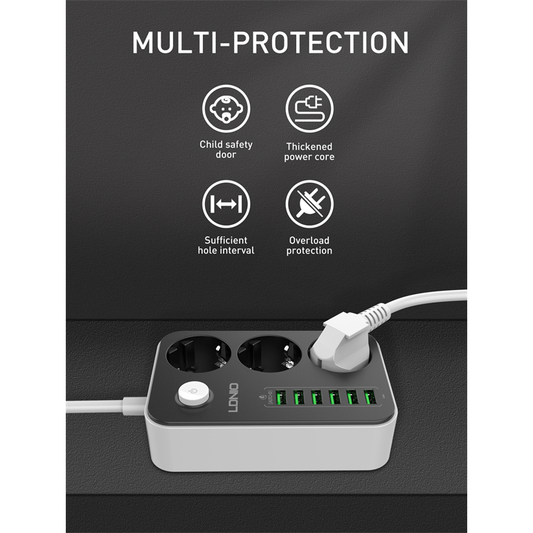 Jual LDNIO SE3631 Stop Kontak Power Socket 3 Socket 6 USB 3.4A Original | Shopee Indonesia