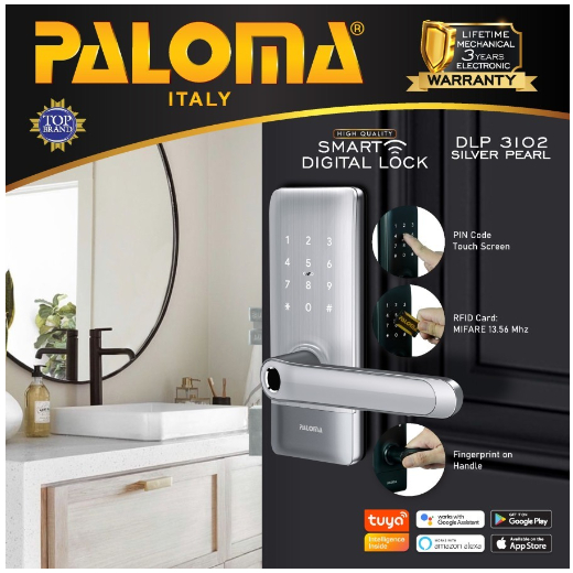 Jual PALOMA DLP 3102 DIGITAL LOCK SMART HOME KUNCI PINTU DOOR HANDLE ...