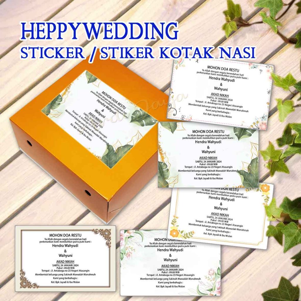 Jual Cetak Sticker Stiker Nasi Kotak Syukuran Pernikahan Wedding ...