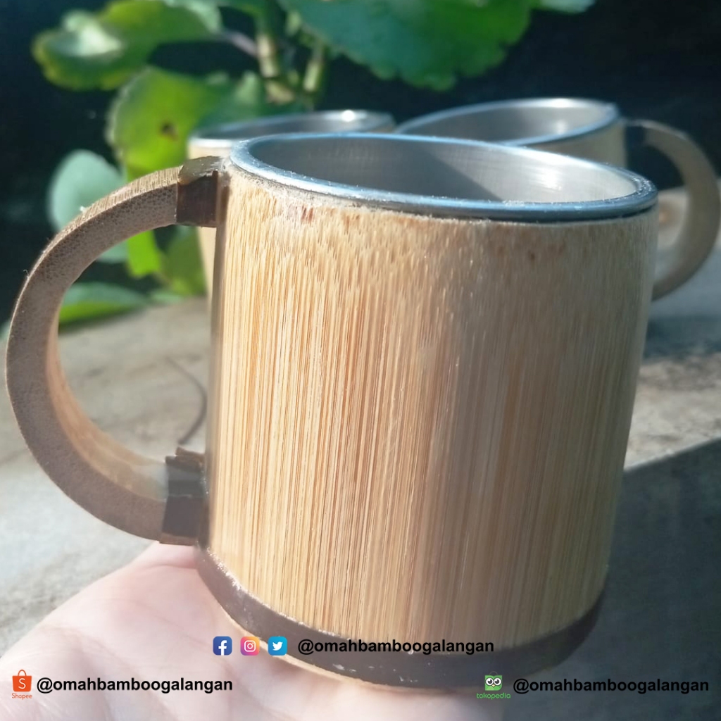 Jual Cangkir Bambu Gelas Bambu Cover Stainless Kapasitas 150 ml Cocok ...