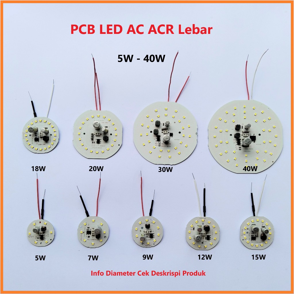 Jual PCB Lampu LED AC ACR Lebar 5 7 9 12 15 18 20 30 40 Watt Modul ...