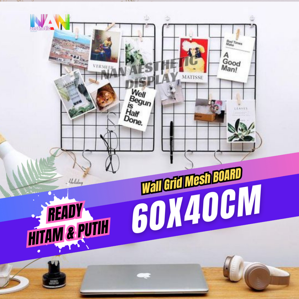 Jual Wiremesh board wall grid 60x40cm grid wall panel hiasan dinding ...