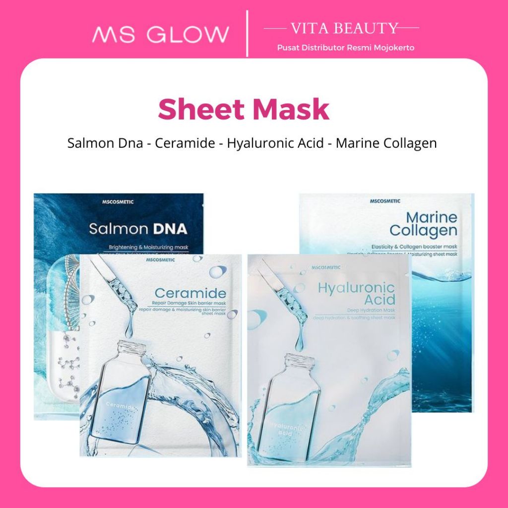 Jual ECER/PACK MS GLOW Sheet Mask MS Glow - Terbaru Salmon DNA - Marine ...