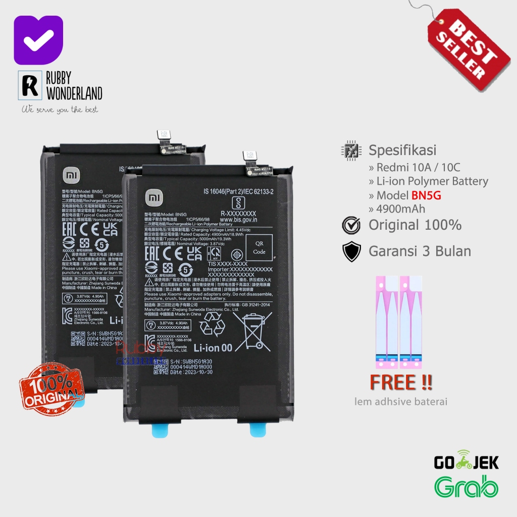 Jual Baterai Batre Battery Xiaomi Redmi 10A / 10C BN5G Original 100% ...