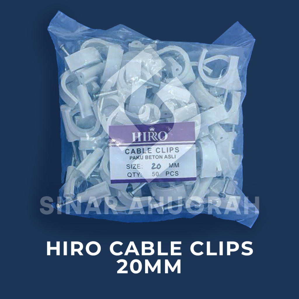 Jual Hiro Cable Clips/ Klem Kabel/ Cord Holder Paku Beton 20mm (50pcs ...
