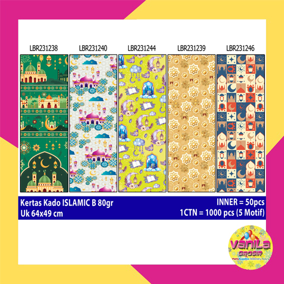 Jual Kertas Kado ISLAMIC B, kertas kado motif lebaran idul fitri ...