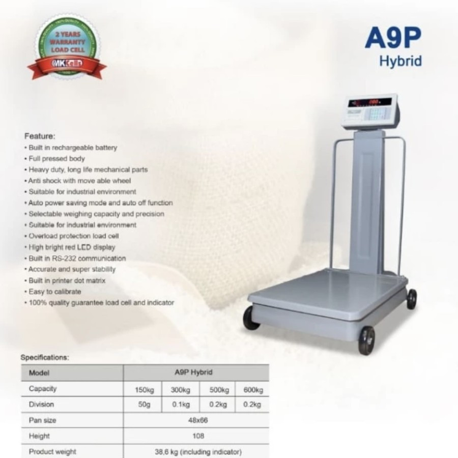 Jual Timbangan Lantai Hybrid Print Sonic A9P 150 Kg 300 Kg 500 Kg 600 Kg | Shopee Indonesia