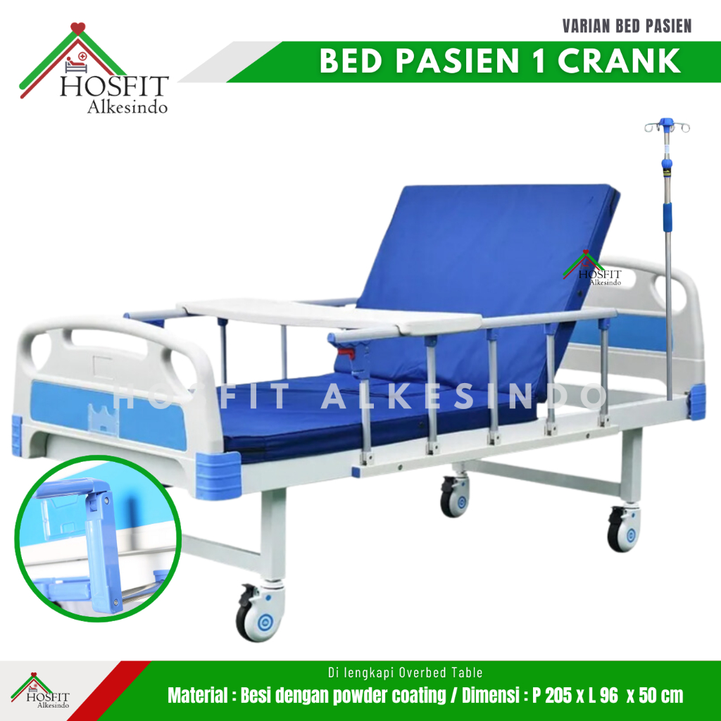Jual Bed Pasien ABS 1 Crank dengan Overbed Table (Meja Mayo/ Meja Makan ...