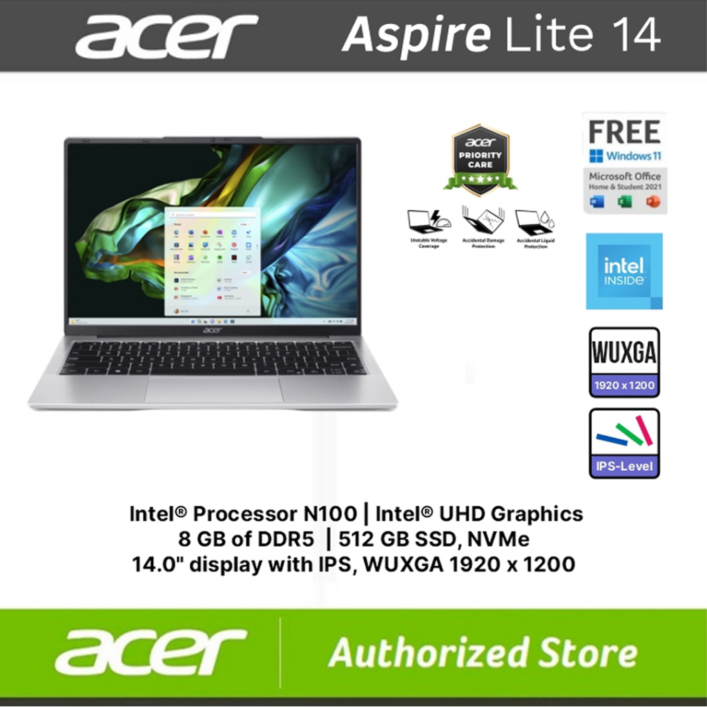 Jual ACER LAPTOP ASPIRE LITE AL14-31P-C0G4 14" WUXGA INTEL N100 RAM 8GB ...