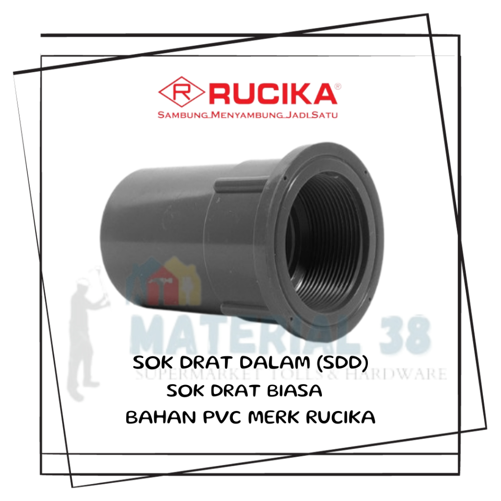 Jual Sok Drat Dalam (SDD) PVC Rucika Drat x Pipa UK 1/2" 3/4" 1-1/2" 1 ...
