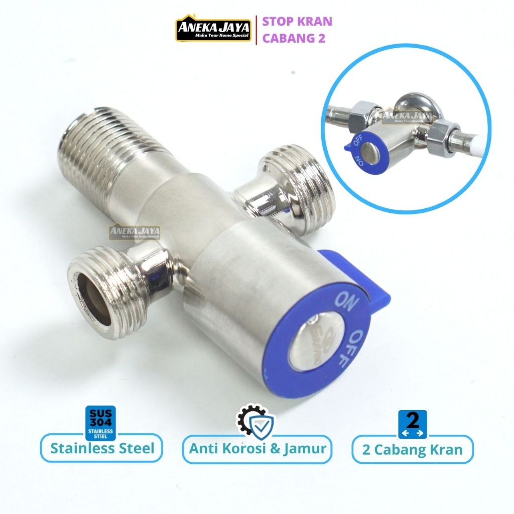 Jual Stop Kran Cabang Stainlees Original Drat 1/2 Inch Untuk Shower ...