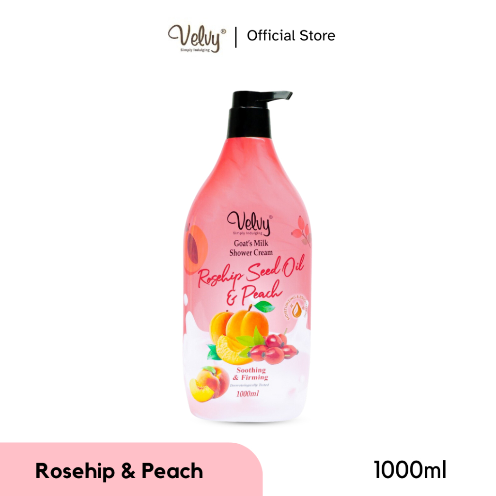 Jual Velvy Goat's Milk Shower Cream Roseship Sheed Oil & Peach - 1000ml ...