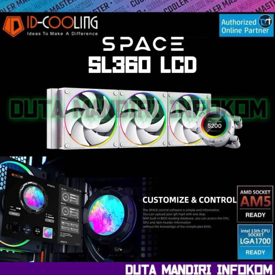 Jual ID-Cooling SPACE SL360 ARGB WHITE - AIO Liquid CPU Cooler LCD Display | Shopee Indonesia