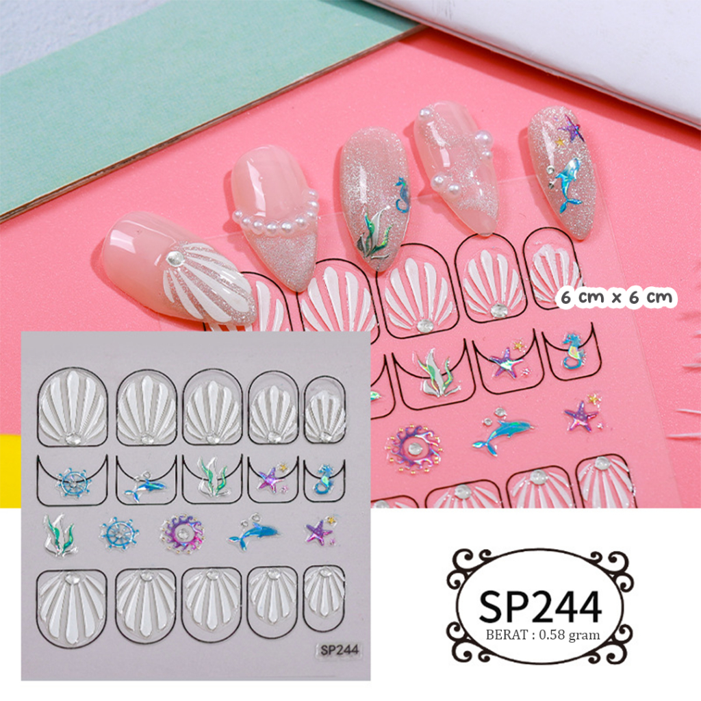 Jual MSY Stiker Kuku 3D Motif Kerang Laut/Sticker Nail Art Berlian ...