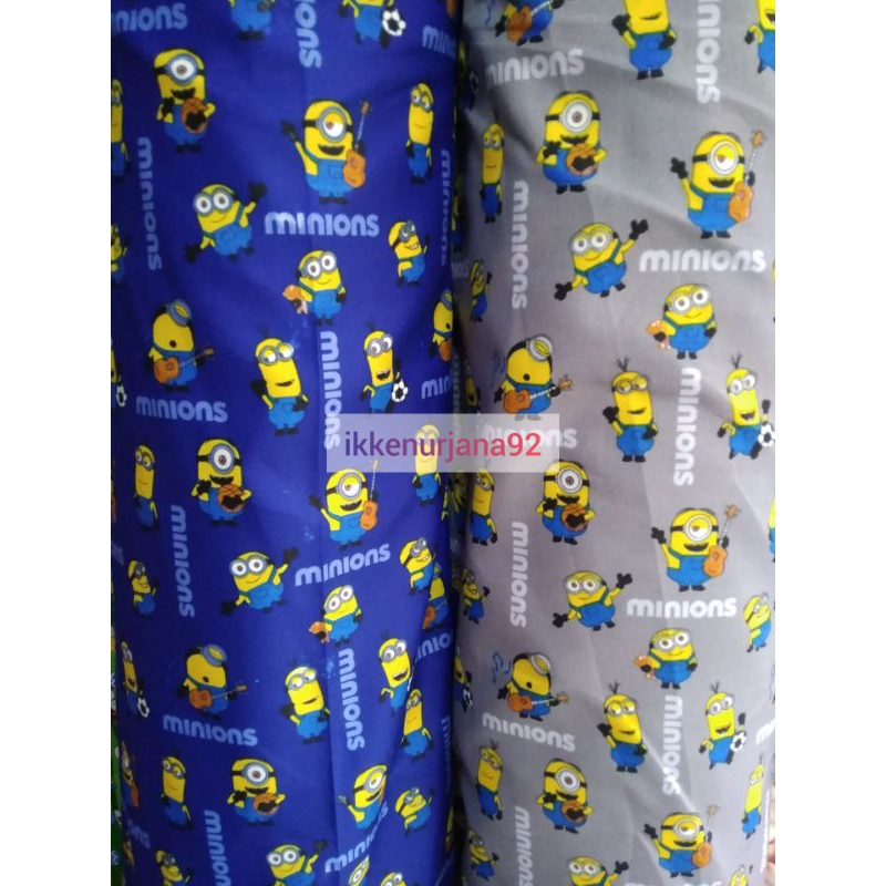 Jual bahan kain polymicro motif minion harga 1m lebar 240cm | Shopee ...