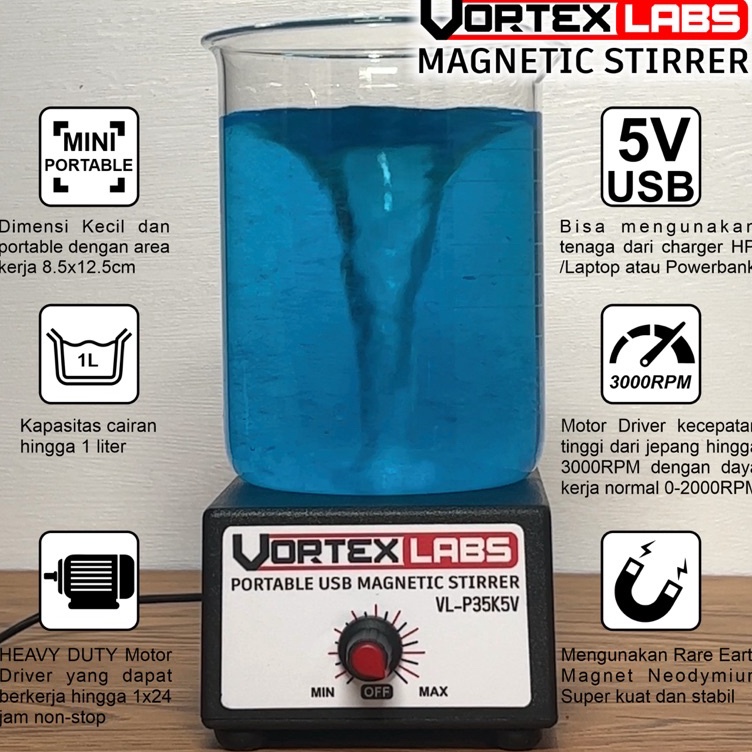 Jual VORTEXLAB Magnetic Stirrer Portable Magnetic Mixer Vortex Mixer pengaduk Cairan Lab ...