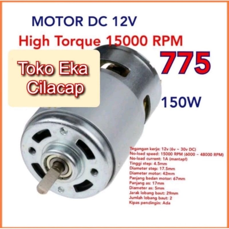 Jual Dinamo torsi besar 12v dc 775 d putaran tinggi as bulat bor gerinda vacum potong rumput ...