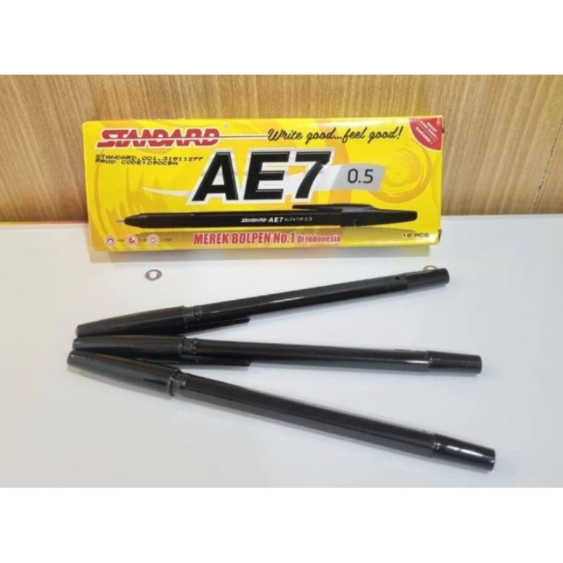 Jual pulpen standard AE7 hitam 1 pack | Shopee Indonesia