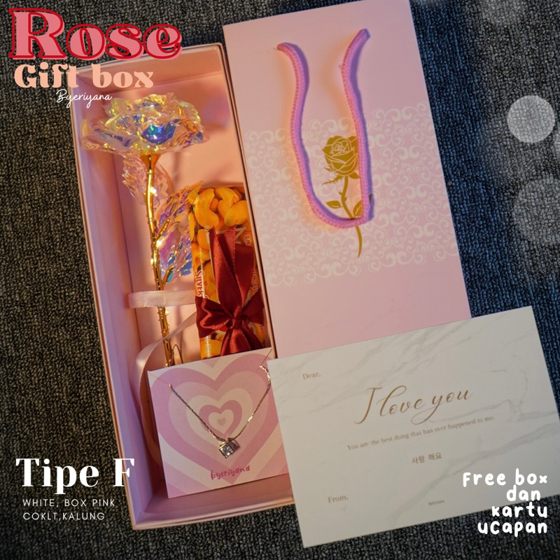 Jual GIFT BOX BUNGA MAWAR ARTIFICIAL ROSE GOLD FOIL KADO ULANG TAHUN ...