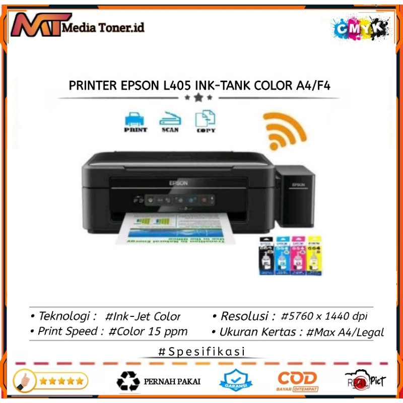 Jual Printer Epson L405 Ink jet Multifungsi All in one Print Copy Scan ...