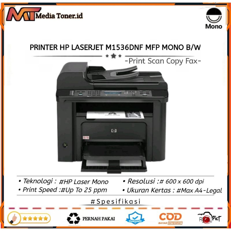 Jual HP Laserjet M1536dnf MFP F4 Adf Print Scan Copy Fax + Duplex ...