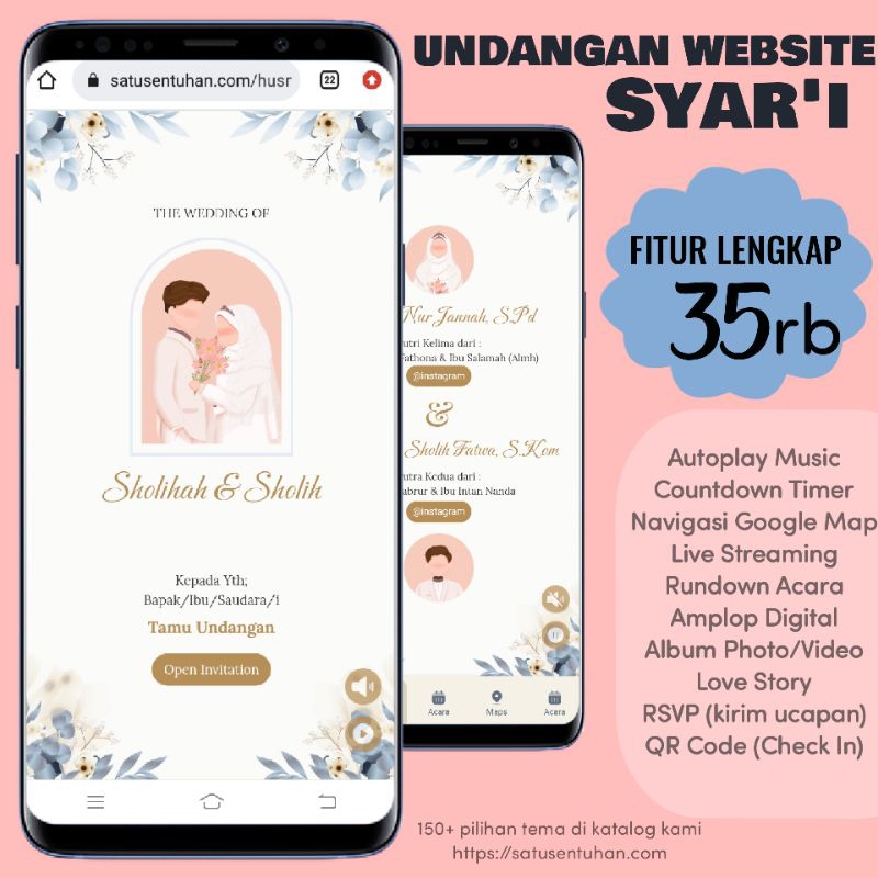 Jual Undangan Website Syar'i | Undangan Tanpa Foto | Undangan Animasi ...
