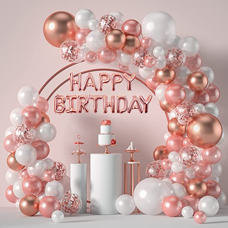 Jual Paket balon Set Happy Birthday tema rose gold 119pcs | Shopee ...