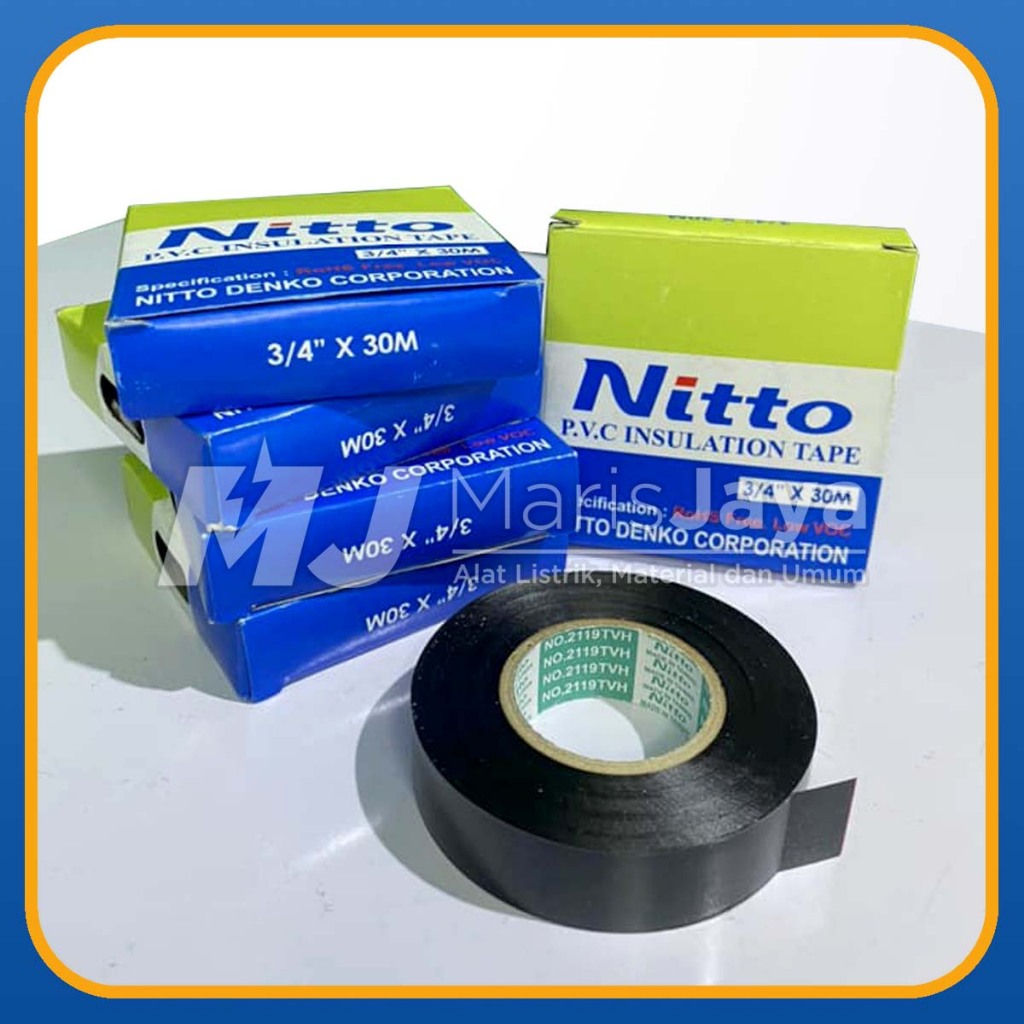 Jual Isolasi Listrik Nitto Original - Nitto Warna Hitam Ukuran 3/4"x30m ...