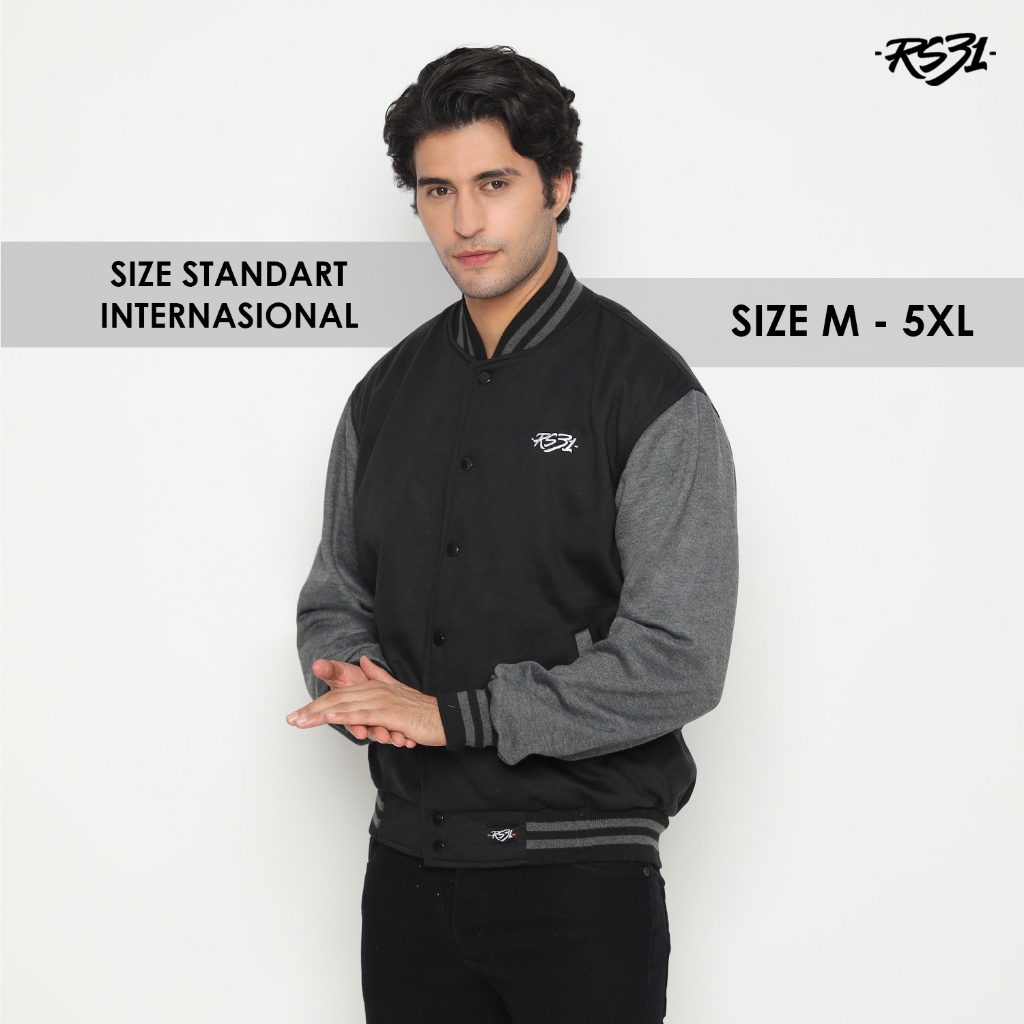 Jual RS31 Jacket Varsity Basic Baseball Fleece Raglan Jaket Polos ...