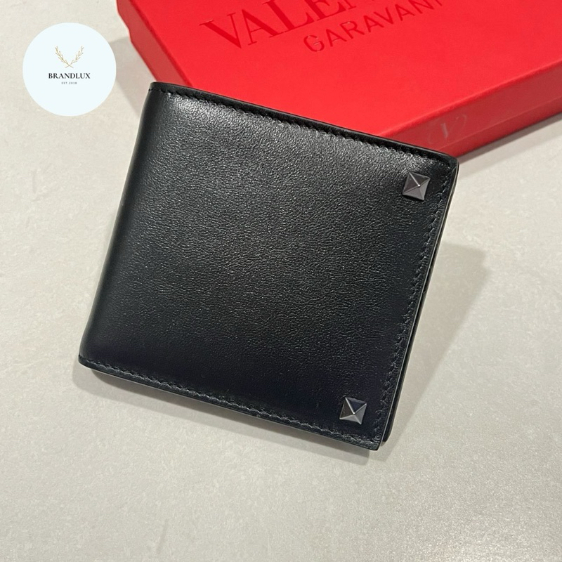 Jual Valentino rockstud bifold wallet in black rhw stud 8cc+2bill ...