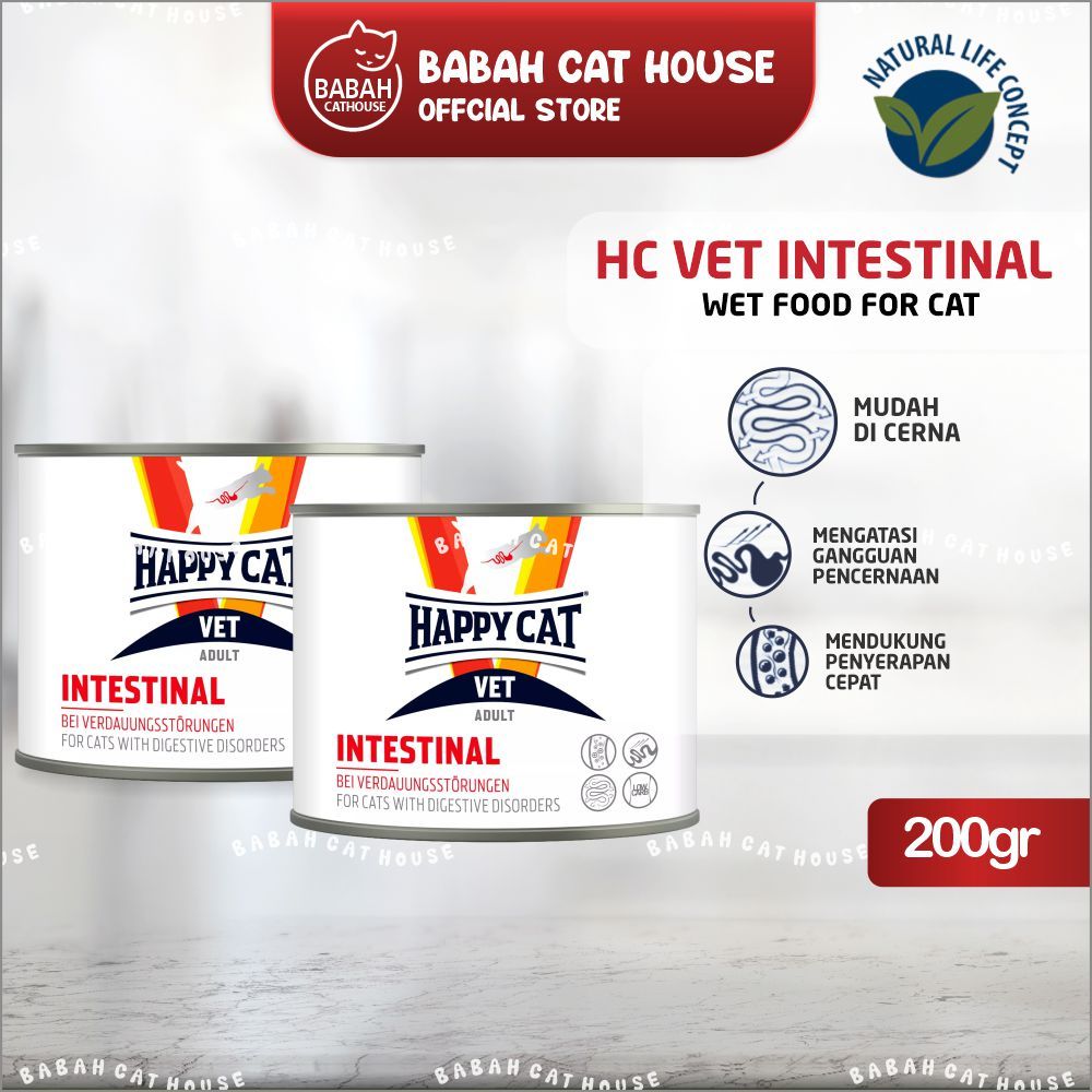 Jual HAPPY CAT VET INTESTINAL 200gr WET Makanan Kucing Mencret Diare ...