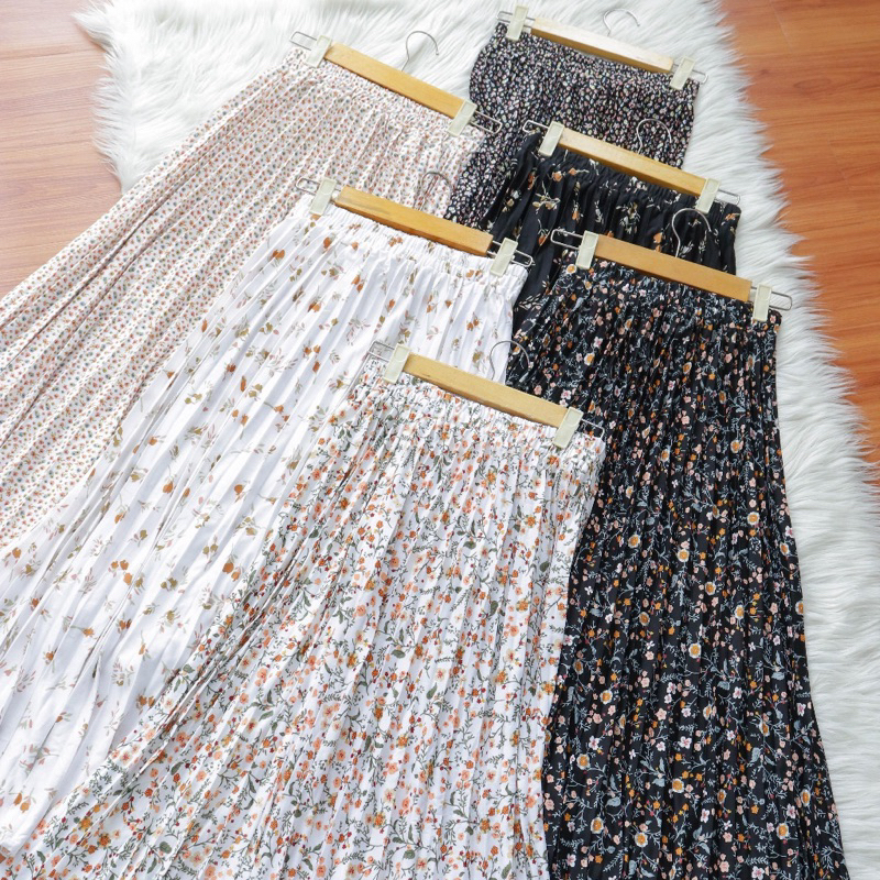 Jual Rok Motif Korean Look - Rok Plisket Motif Premium Tebal - Pleated ...