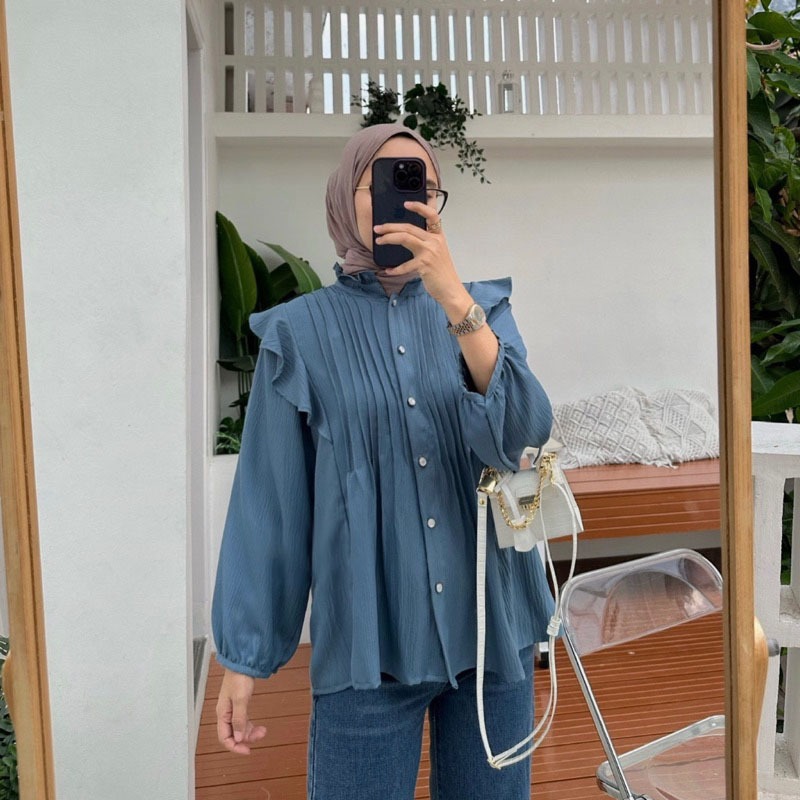 Jual REVAYA BAJU KEMEJA KERJA WANITA LIPIT DEPAN | Shopee Indonesia