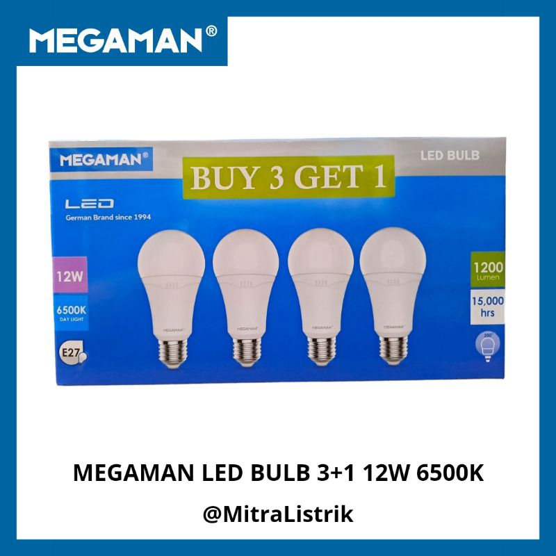 Jual LAMPU LED BULB 12W 3+1 6500K COOL DAYLIGHT (PUTIH) - MEGAMAN YTA60Z2 | Shopee Indonesia