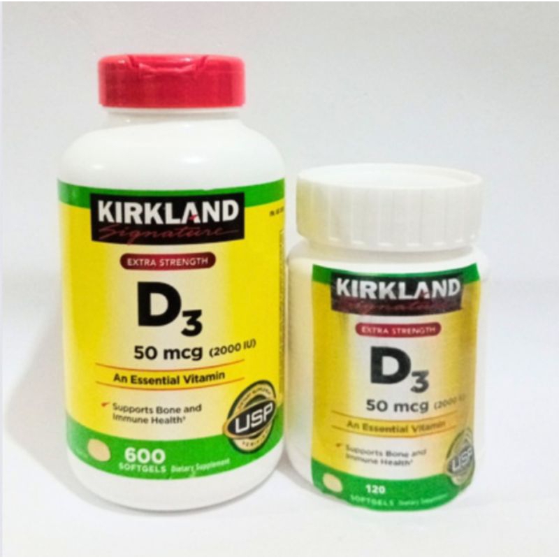 Jual Kirkland Signature Extra Strength Vitamin D3 50mcg 2000IU 100 / 600 Softgels | Shopee Indonesia