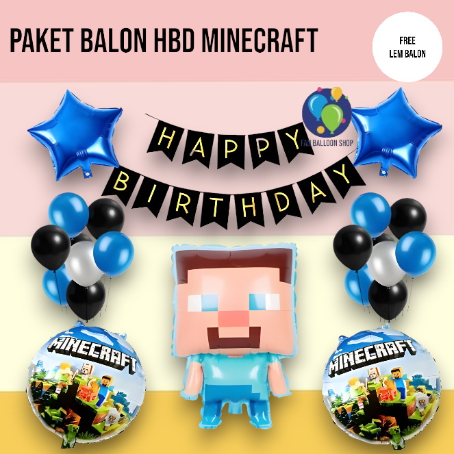 Jual Paket Balon Minecraft / Paket Dekorasi Minecraft Ulang Tahun Anak ...