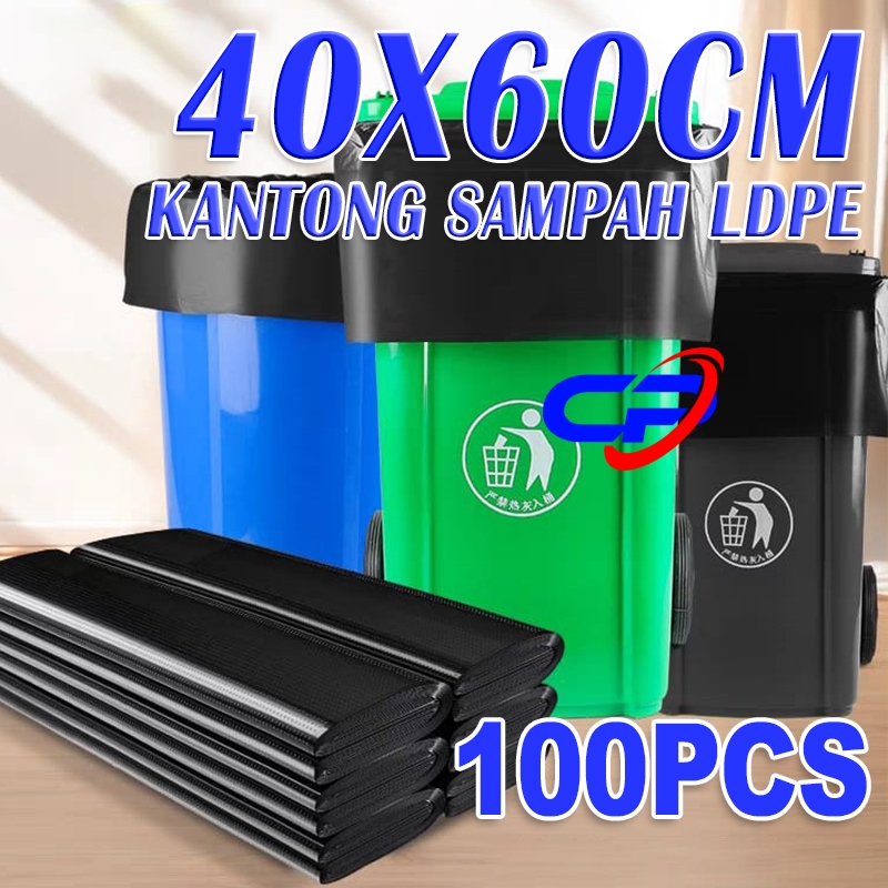 Jual Kantong Plastik Sampah / Trash Bag LDPE Ukuran 40X60CM Hitam GLOSSY Isi 100pcs 30 micro ...