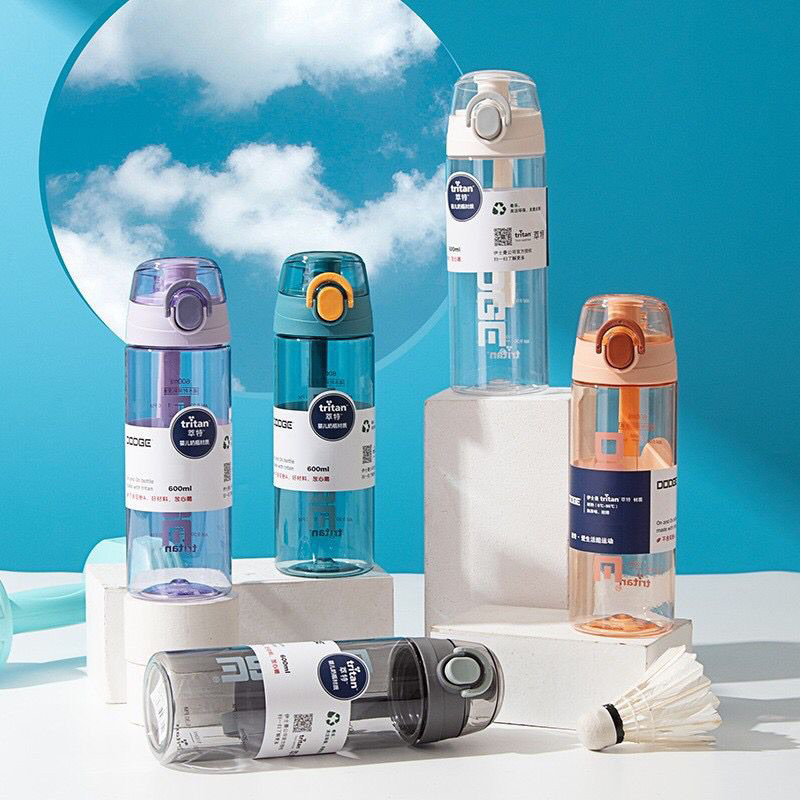 Jual DODGE Botol Minum Teguk Portable 600ml Botol Minum Plastik Bening TRITAN BPA FREE Botol ...
