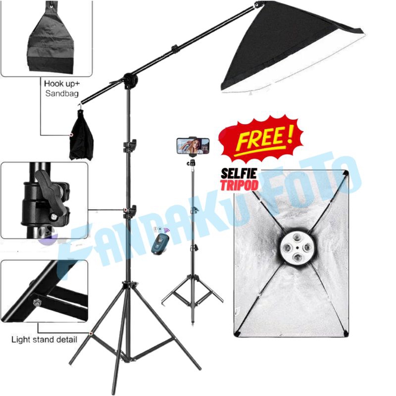 Jual Paket softbox 4 socket dengan boom arm | Shopee Indonesia