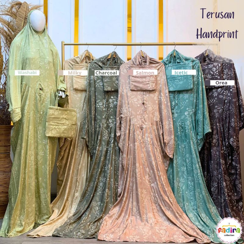 Jual Mukena Terusan Handprint / Telekung Terusan Motif / Rukuh Dewasa ...