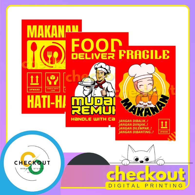 Jual Stiker Sticker Food Delivery / Stiker Fragile Makanan / Stiker ...