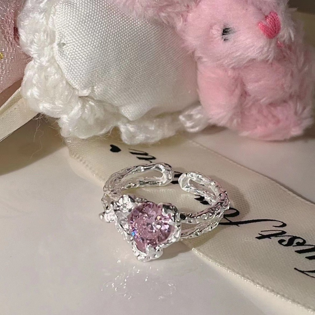 Jual Cincin Hana Love Heart Hati Pink Cupid Alloy Wanita Korea Silver ...