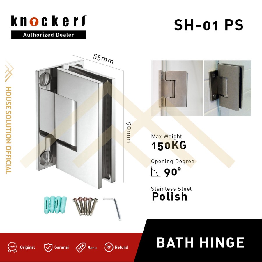 Jual Knockers Engsel Pintu Kaca Kamar Mandi Bath Hinge Shower Wall to ...