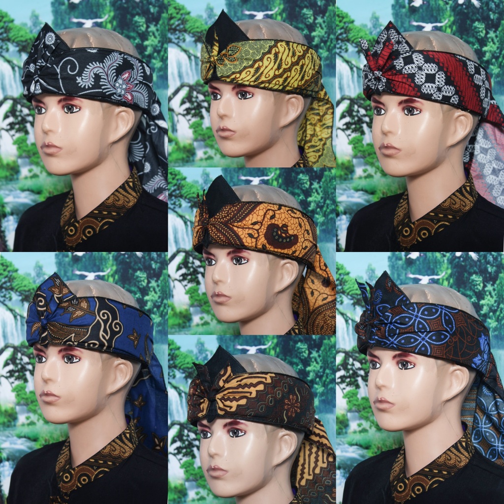 Jual ikat kepala sunda anak & dewasa tradisonal udeng batik biru ...