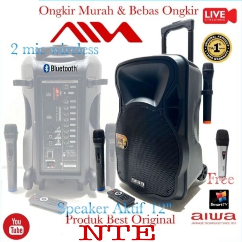 Jual Speaker aktif Salon 12 inch Aiwa Mega Bass wireless microphone Karaoke | Shopee Indonesia