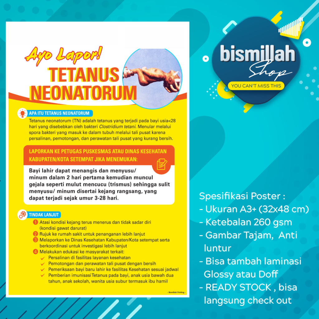 Jual Poster kesehatan Ayo Lapor Tetanus Neonatorium | Shopee Indonesia