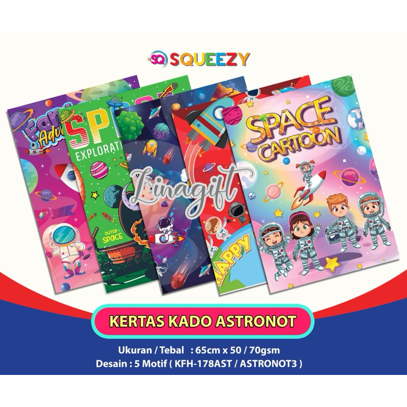 Jual ( 5 Lembar ) ASTRONOT SQ - KERTAS KADO DOFF / GIFT WRAPPING PAPER ...
