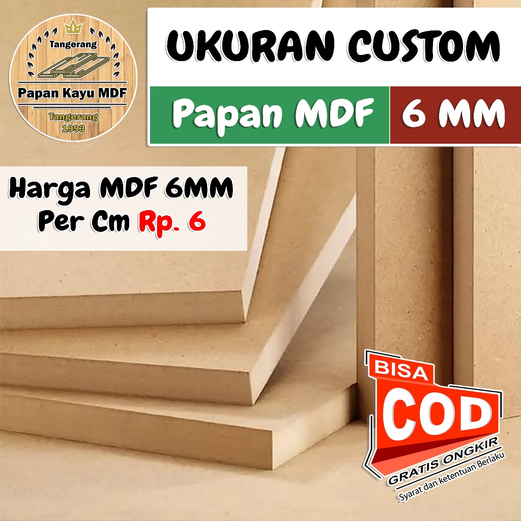 Jual Kayu Papan MDF Ketebalan 6MM Ukuran CUSTOM Per CM ( MDF WARNA ...