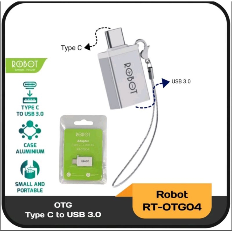 Jual Adapter OTG Type C to USB 3.0 Robot RT-OTG04 - Silver | Shopee ...